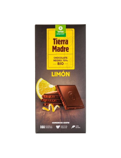TABLETA CHOCOLATE ECOLÓGICO NEGRO 70% CON LIMÓN 100g TIERRA MADRE