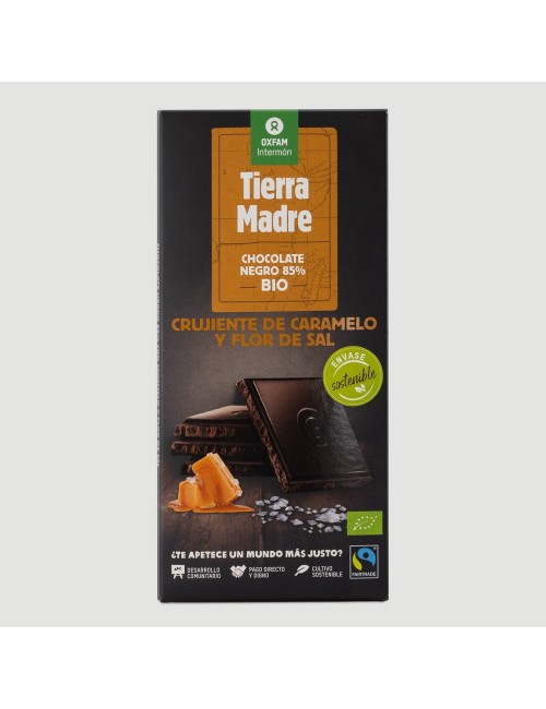 TABLETA CHOCOLATE ECOLÓGICO NEGRO 85% CON CARAMELO Y SAL, 100G TIERRA MADRE